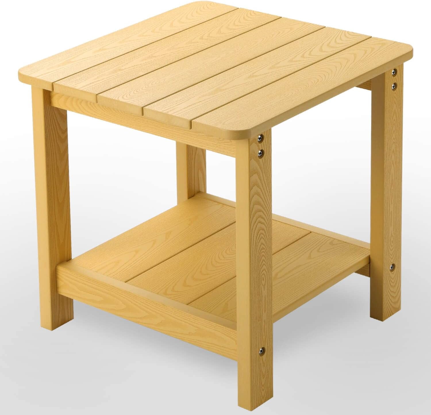 JHOUTR Weather Resistant Side Table, 17 inch Square 2-Layer Structure ...