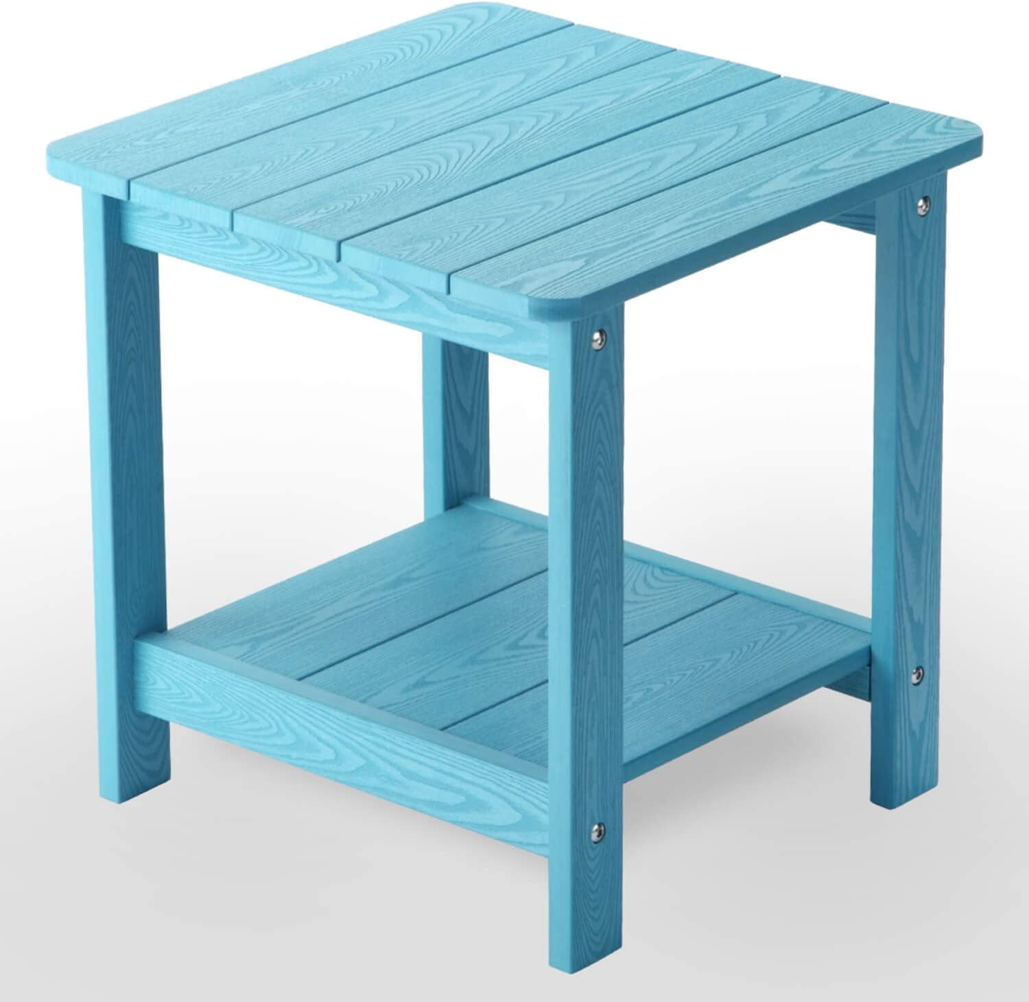 JHOUTR Weather Resistant Side Table, 17 inch Square 2-Layer Structure ...