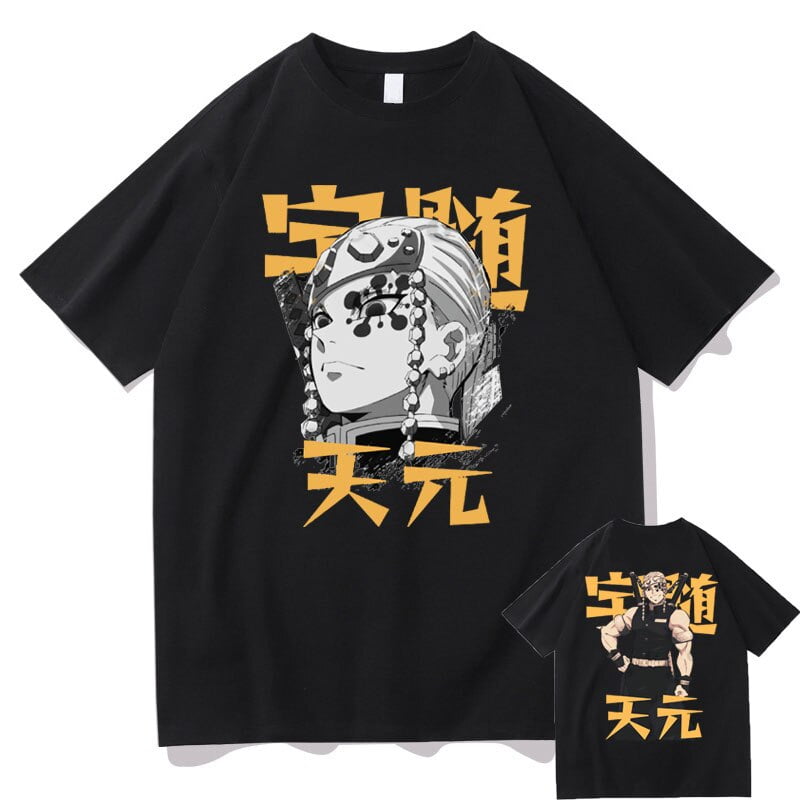Jhpkjanime Demon Slayer Tshirt Men Tengen Uzui Manga Double Sided Print