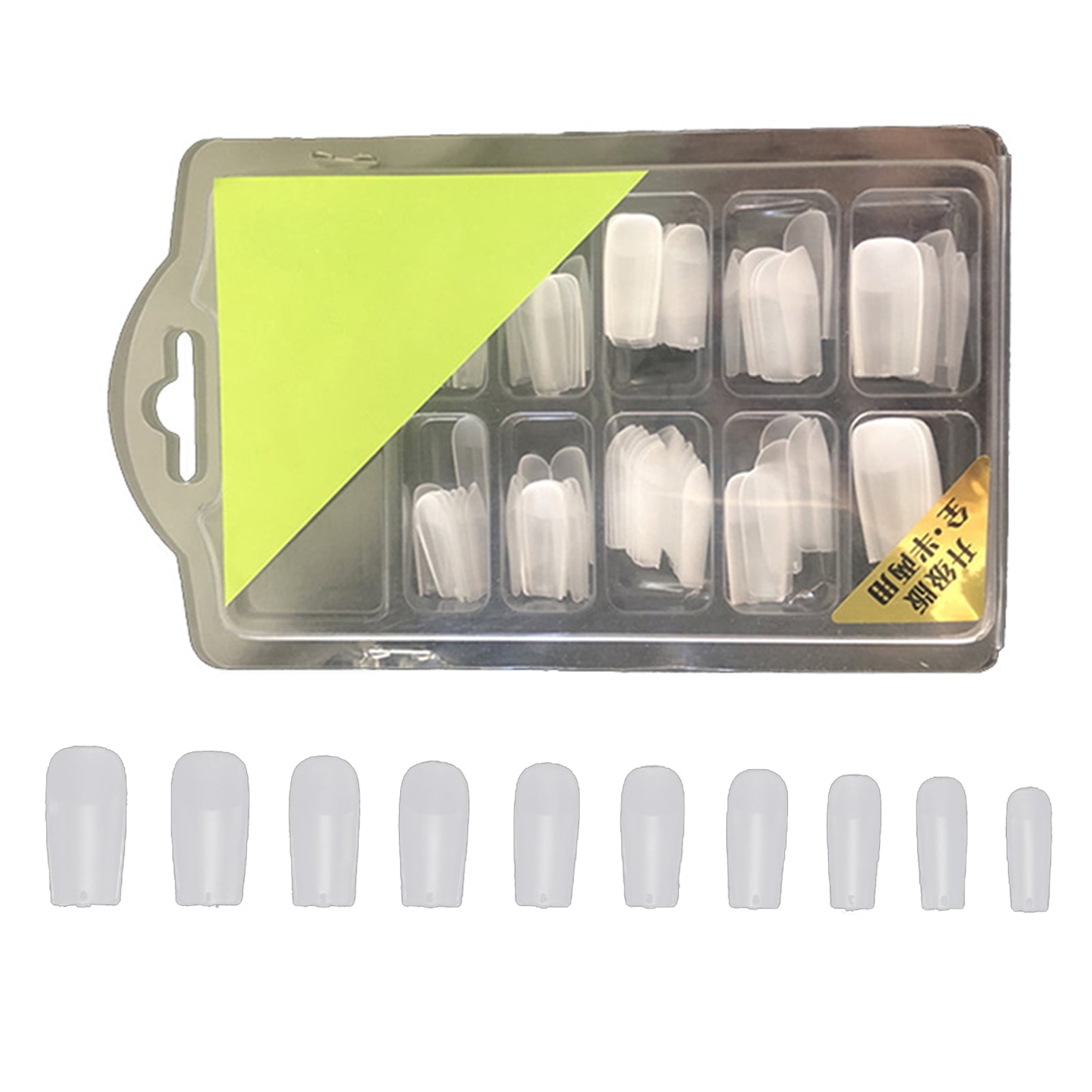 JHTongC 96Pcs/Box Seamless Nail Tips Ladder Shape Ultra Thin Water Drop ...