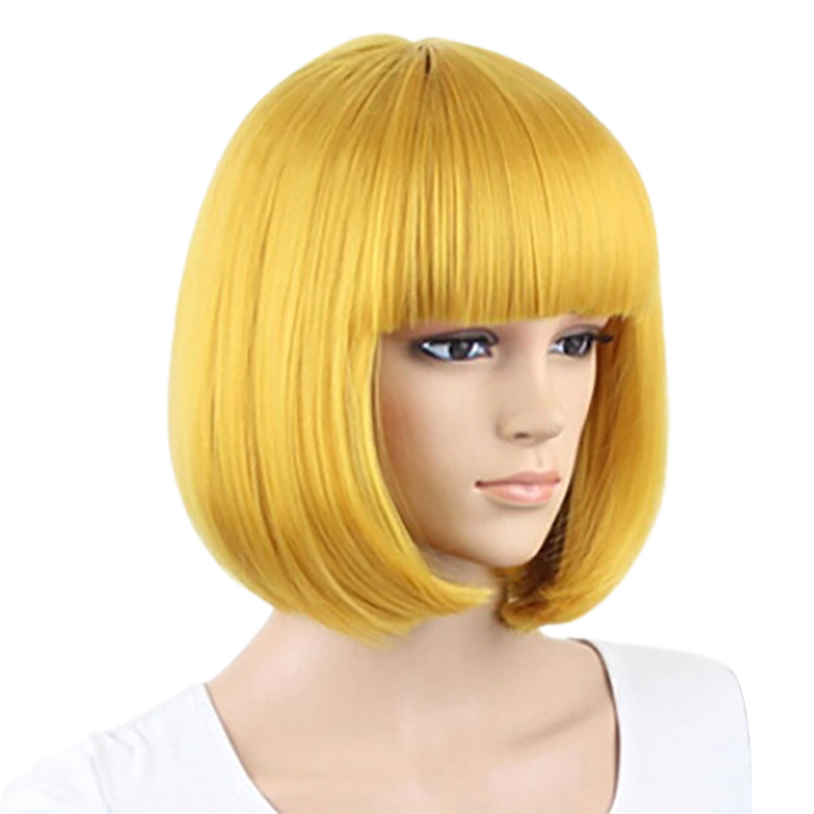 JHTongC Stylish Full Hangs Short Solid Color Faux Hair Wig for ...