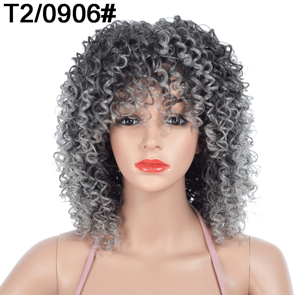 JHTongC Women African Fluffy Curly Short Hair Matte High Temperature ...