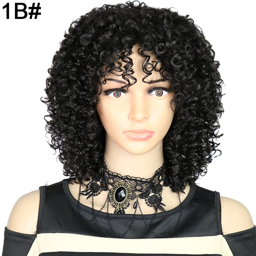 JHTongC Women African Fluffy Curly Short Hair Matte High Temperature ...