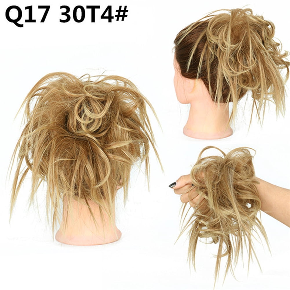 JHTongC Women Messy Synthetic Hair Bun Chignon Extension Elastic Band ...
