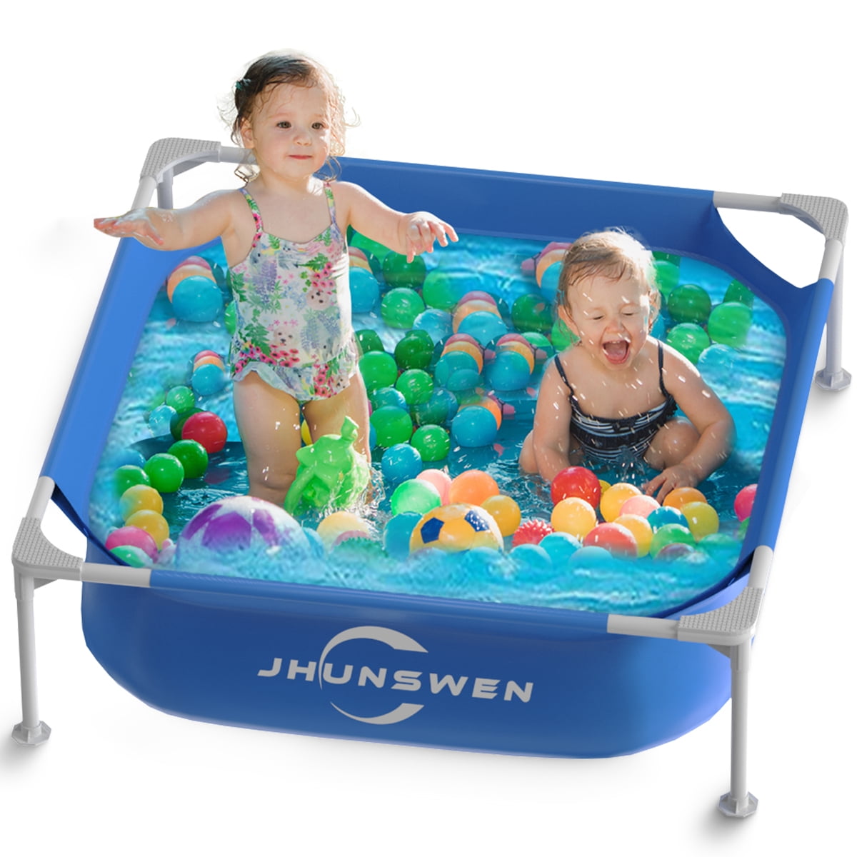 JHUNSWEN Large 4ft Rectangular Metal Frame Pool for Backyard, Above ...