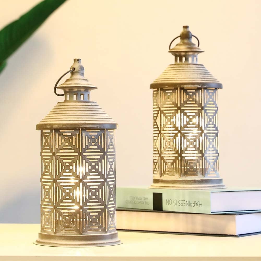 Set of 2 Battery Powered Decorative Lamp, Vintage Style with Edison ...