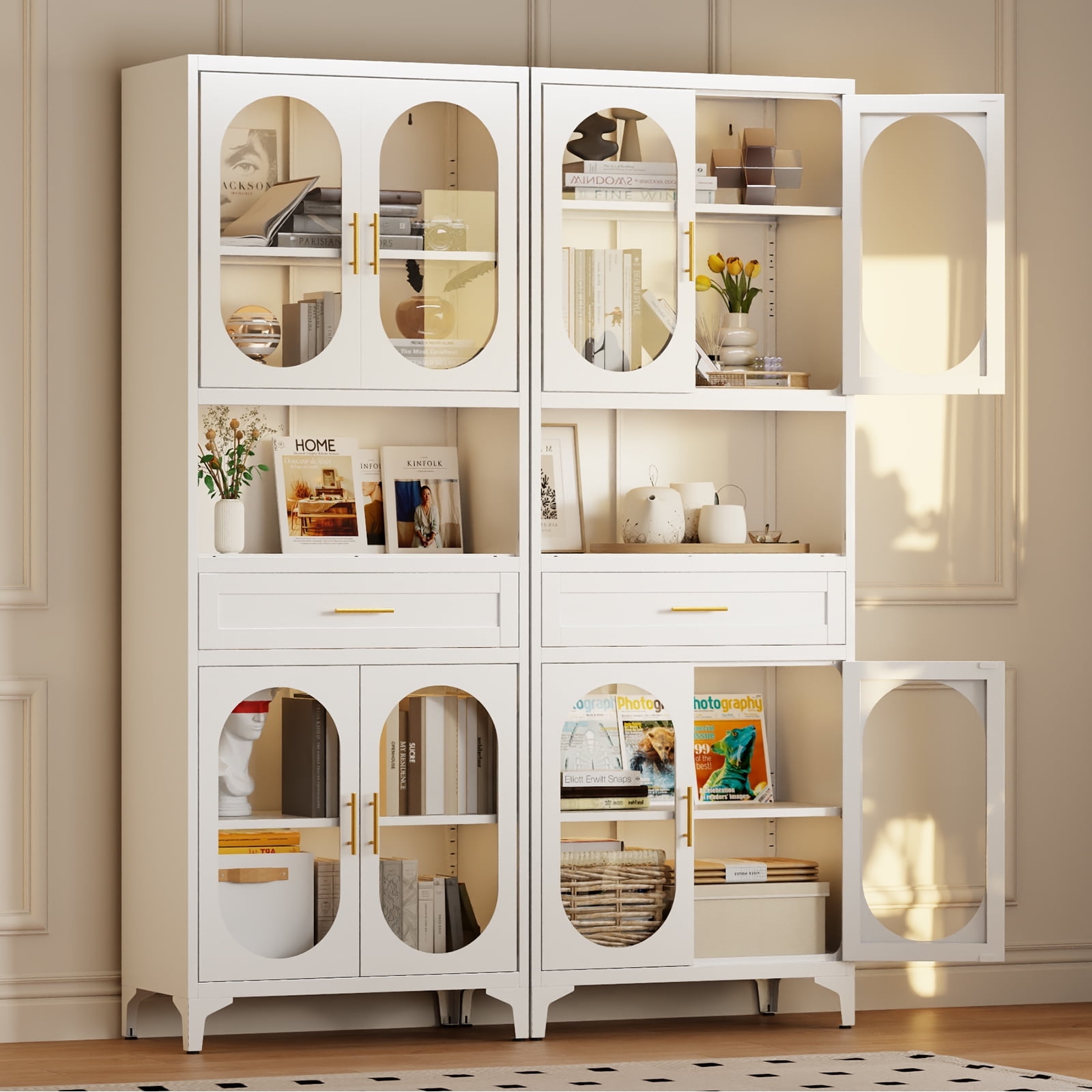 JHYKFG 75" Tall Kitchen Pantry Cabinet,Metal Storage Cabinets with 4 ...