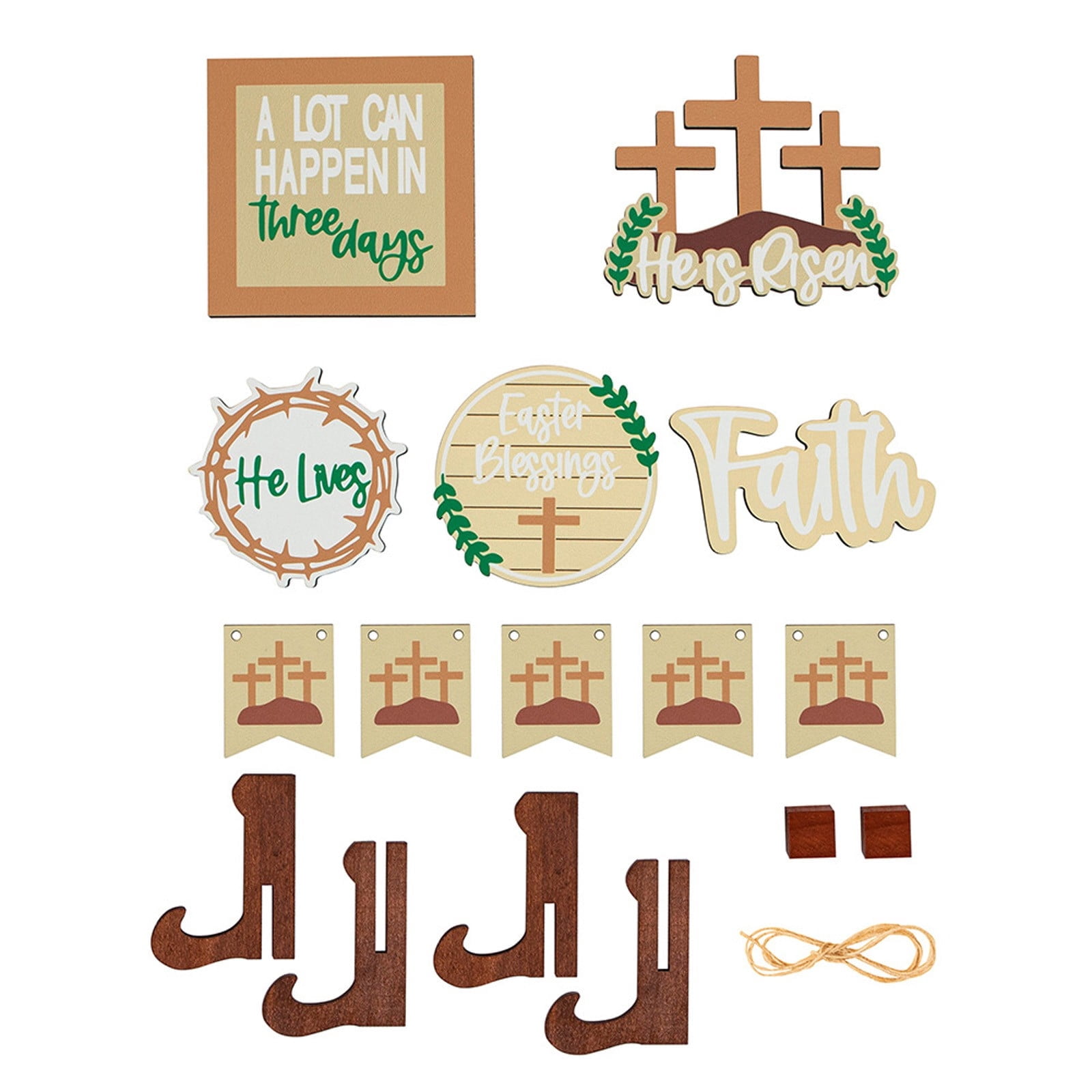 JHdrYfe Easter Tiered Tray Decorations Set, Wooden Cross Religious ...