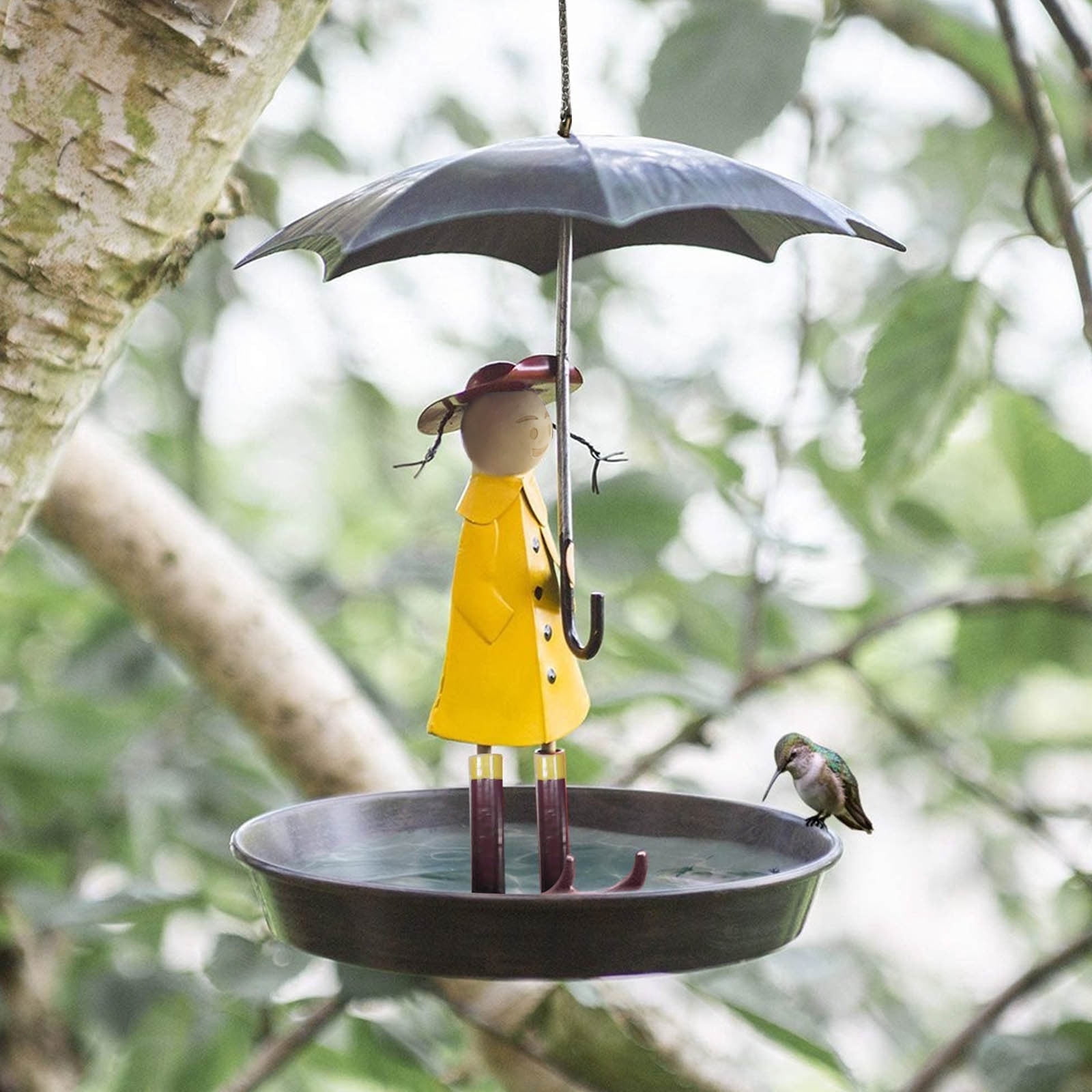 JHdrYfe Feeder Novel Feeder Metal Hanging Chain Girl And Umbrella Bird ...