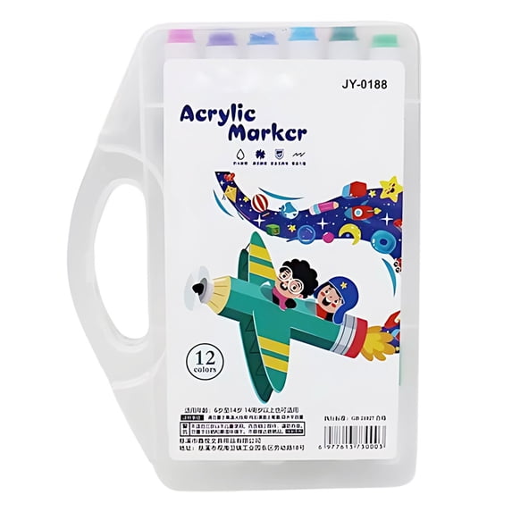 JHyouerji 12Pcs Acrylic Water Based Marker Pens Quick Drying Fine Tip ...