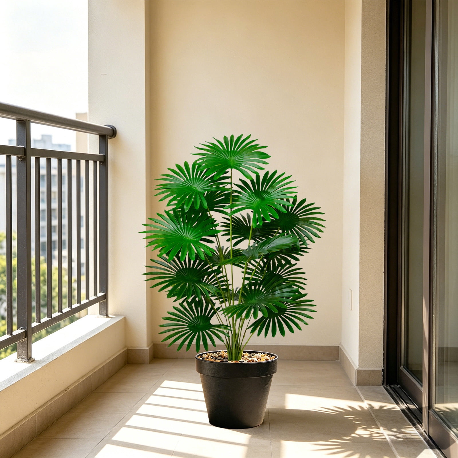 JHyouerji Artificial Potted Plants with Pot PVC Fake Green Houseplants ...