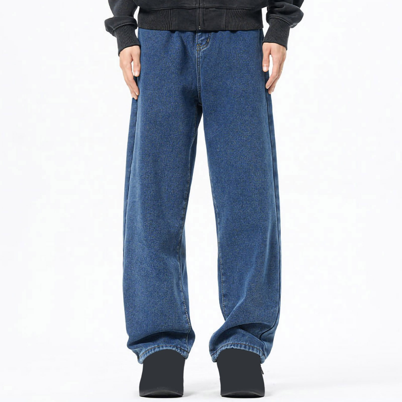 JIA JIA SHUANG Men's Jeans Warm Fleece Lined Straight Leg Denim Pants ...