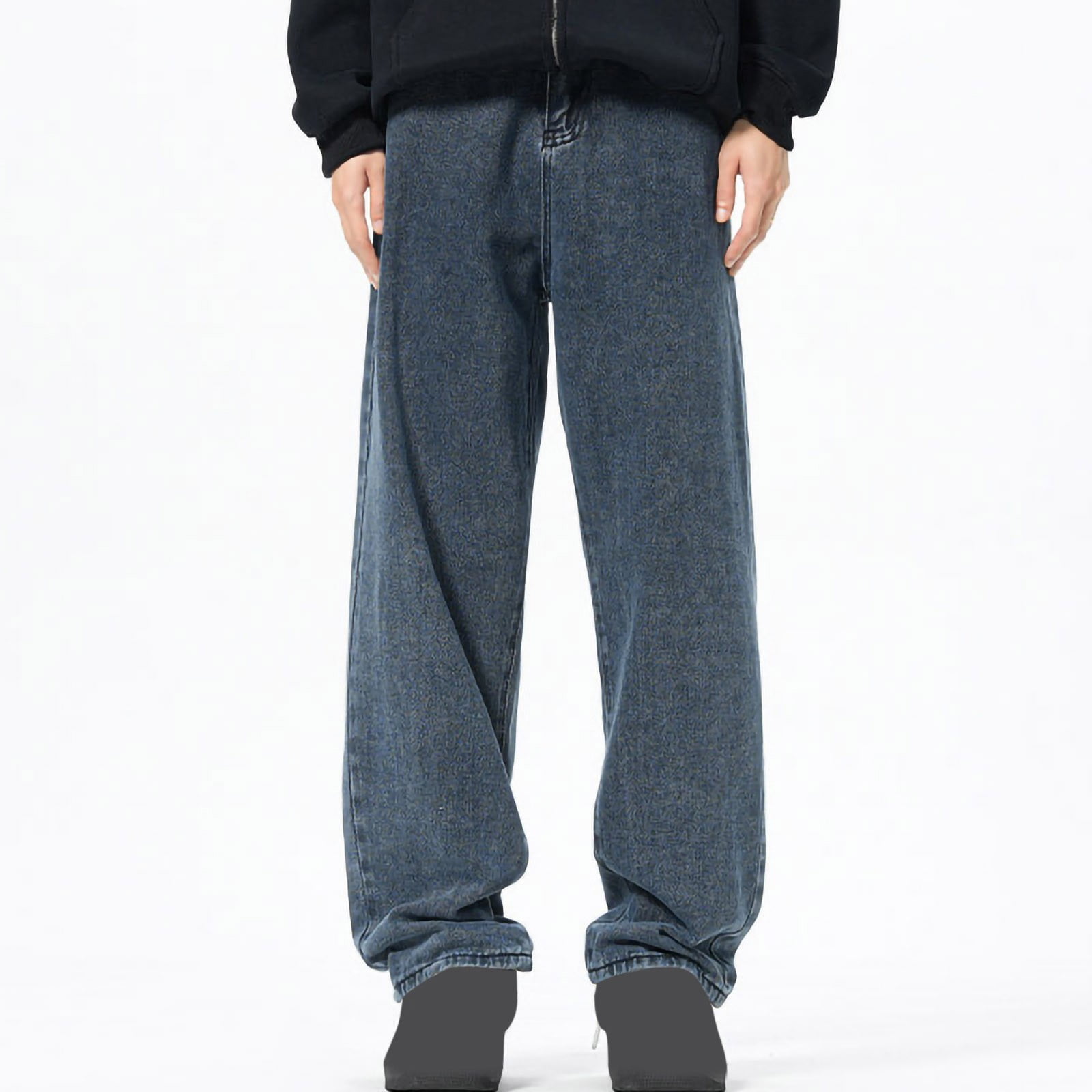JIA JIA SHUANG Men's Jeans Warm Fleece Lined Straight Leg Denim Pants ...