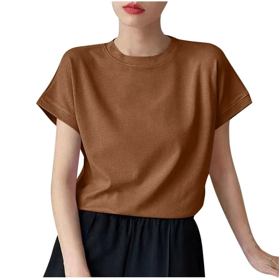 JIA JIA SHUANG Pajama Tops for Women Lightweight Round Neck Short ...