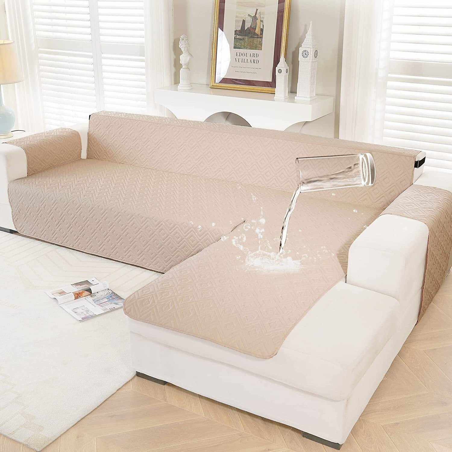 JIABOLANG Waterproof Couch Cover L Shape Sofa Covers Chaise Lounge Slip ...