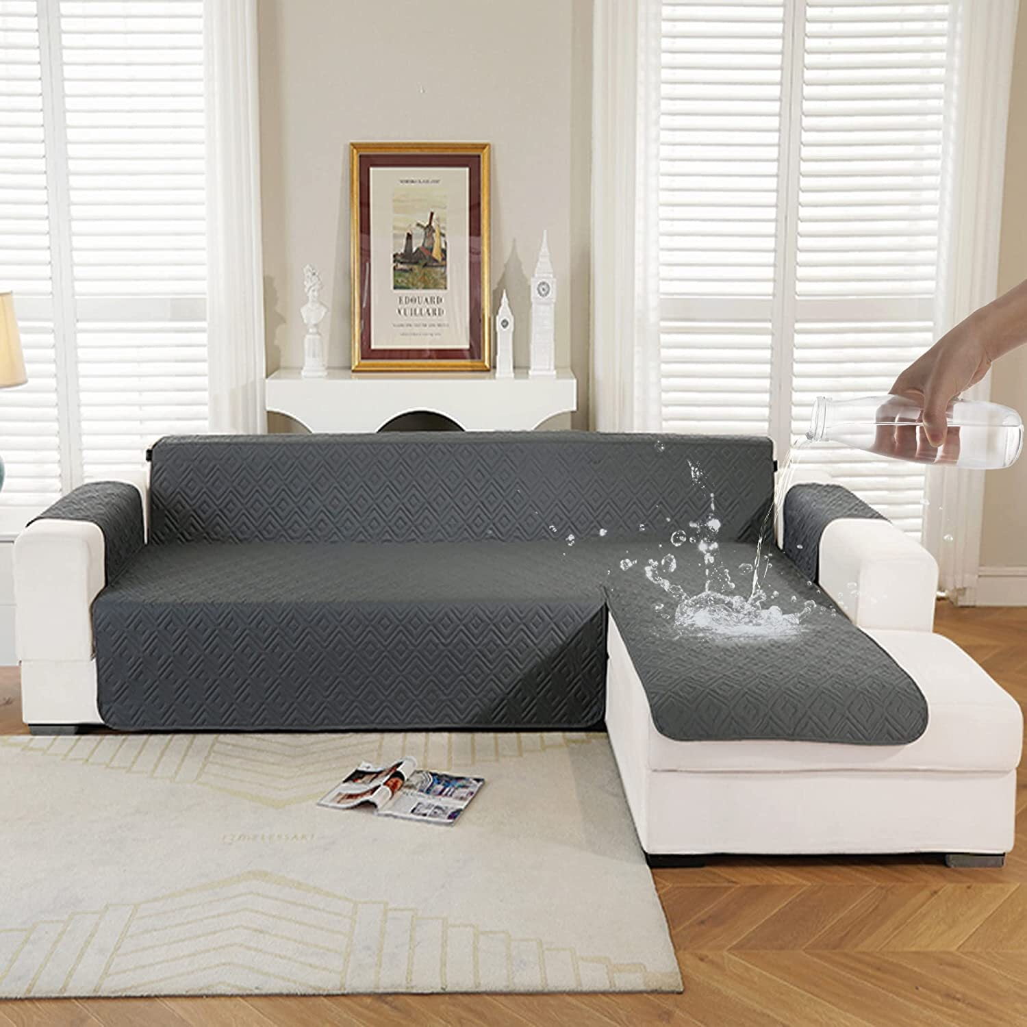 JIABOLANG L-Shape Sofa Cover, Sectional Slipcover, Waterproof ...
