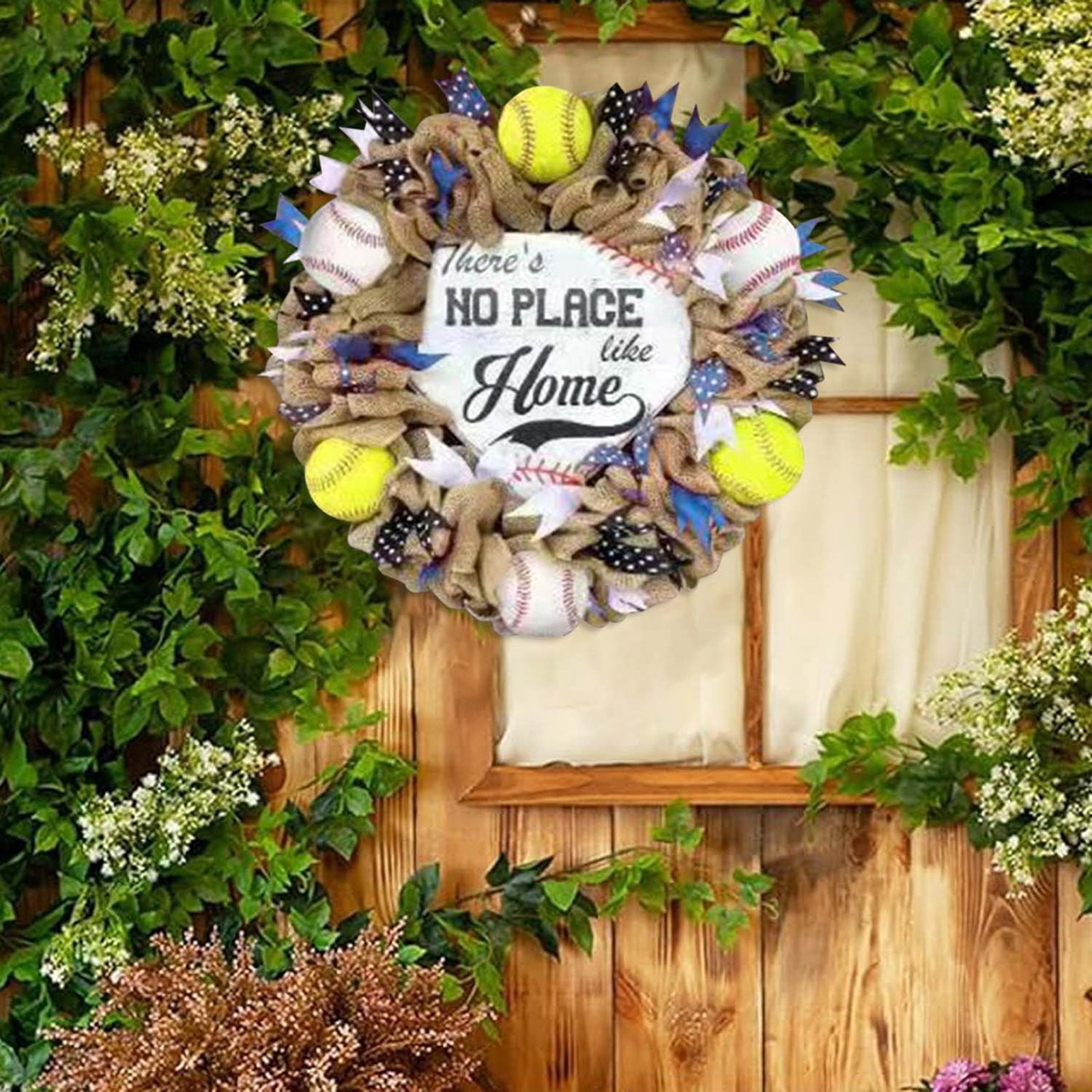 JIAFENG Baseball Team Home Door Decoration Wreath Realistic Floral Wreath For Baseball ...