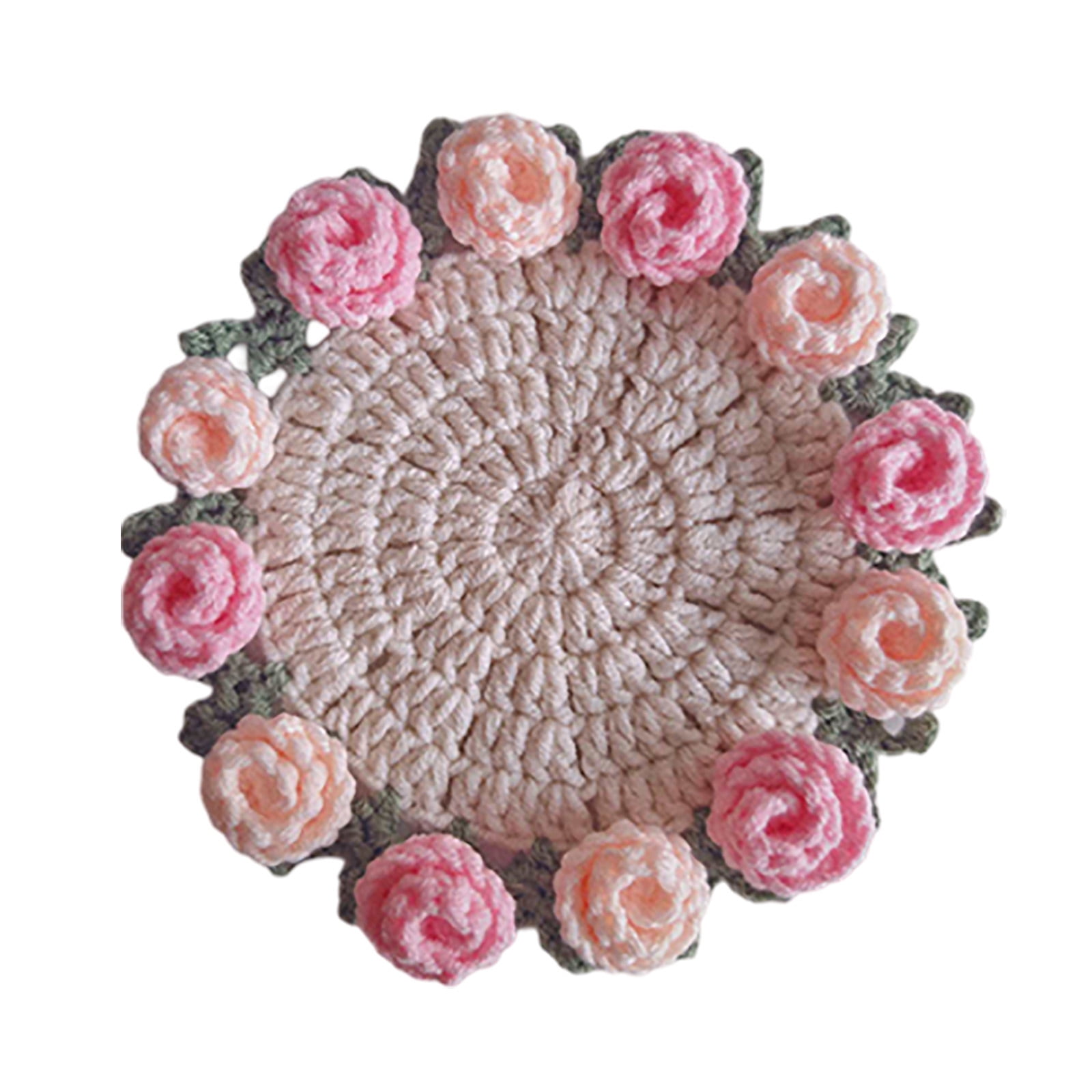 JIAFENG Crochet Flower Blanket DIY Handmade Crochet Rose Flower Bouquet Soft Rose Flower Bouquet ...