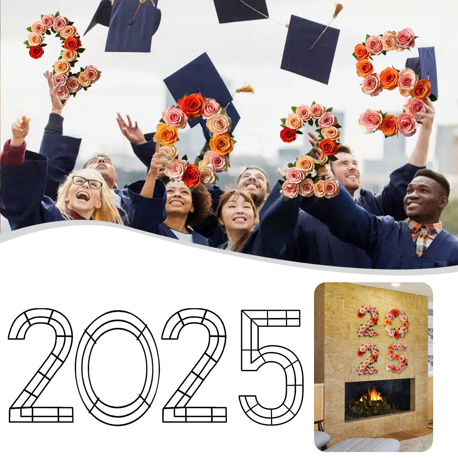 JIAFENG Graduation Season Wreath Wire Stand 2025 Wreath Wire Stand 2025 Shape Metal Wire Wreath ...