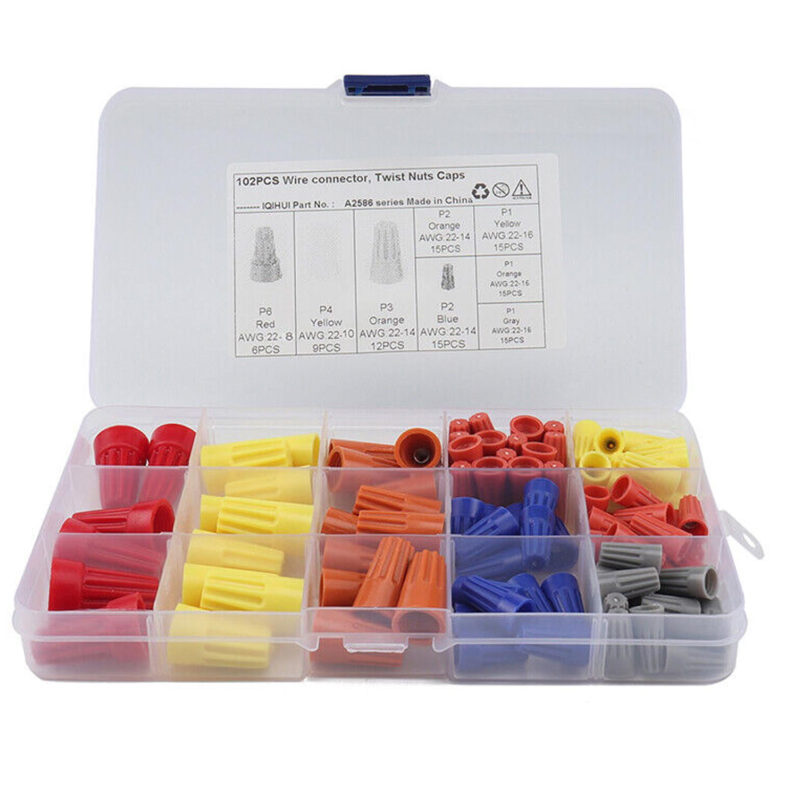 JIAHAOO 102 Pcs Twist-On Wire Connectors Assortment for Reliable ...