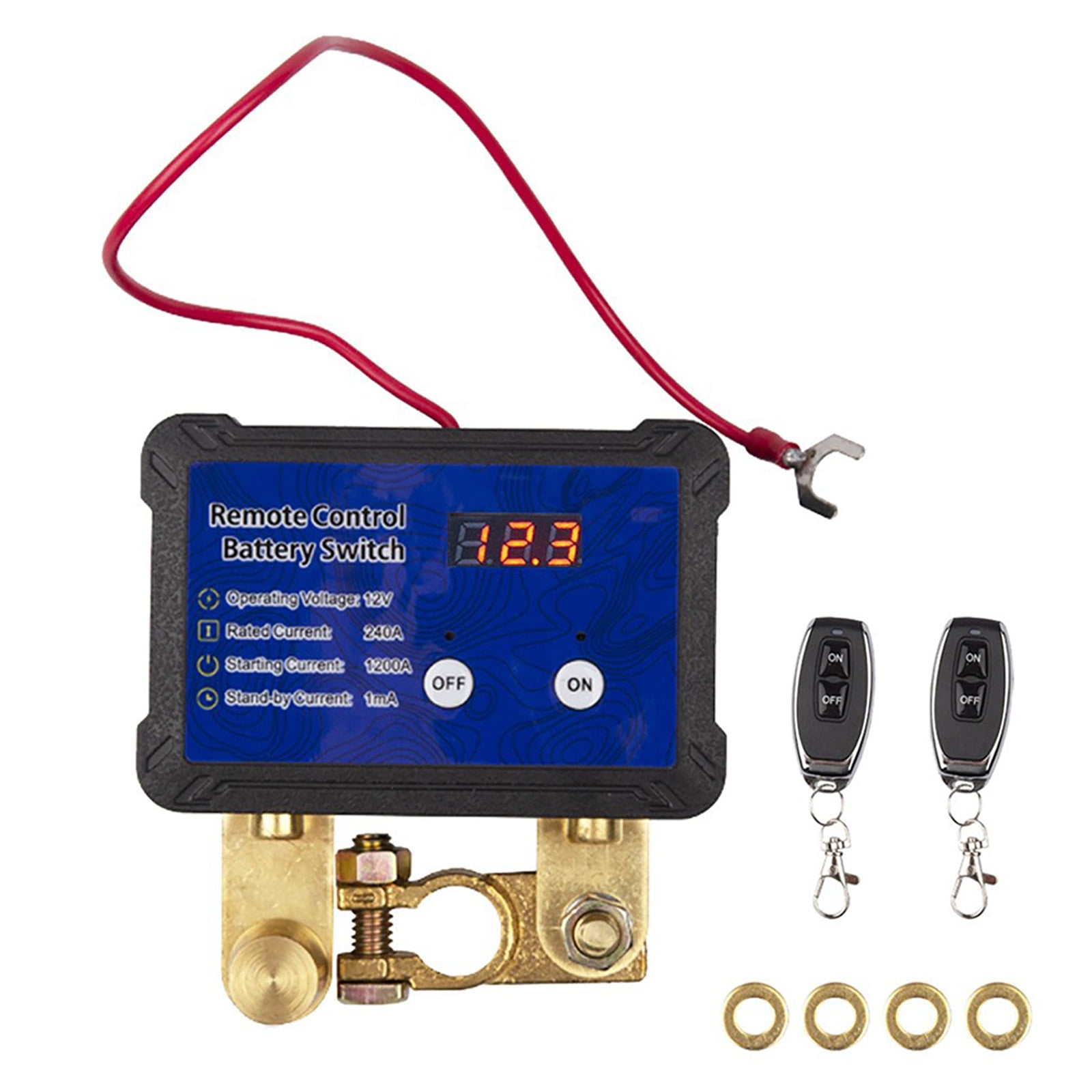 JIAHAOO 12V 240A Car Battery Kill Switch with Remote and LED Voltage ...