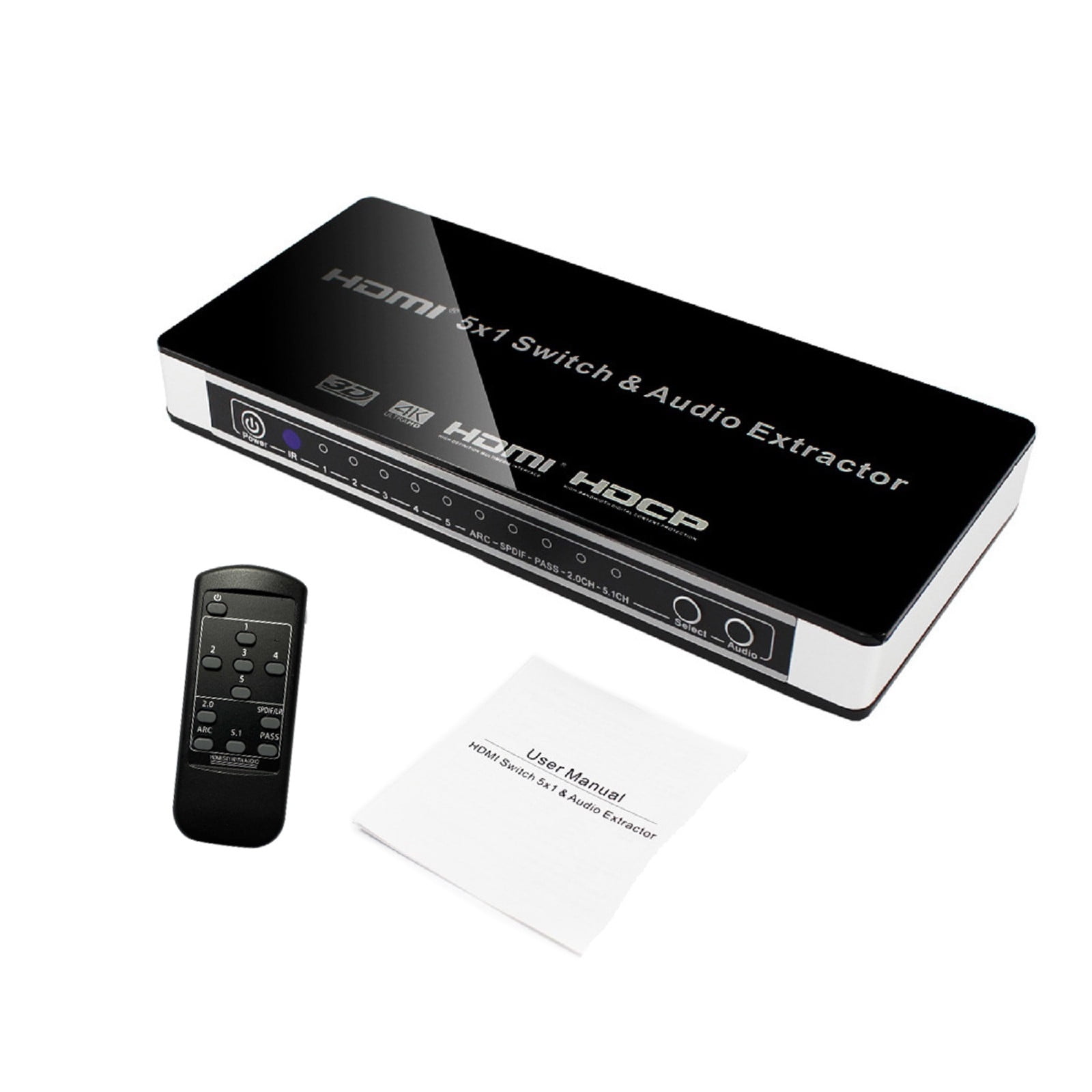 JIAHAOO 3D 4K HD Switch 5 in 1 Out with Audio Extractor HDMI ARC Toslink RCA Output for PS5 PS4 ...