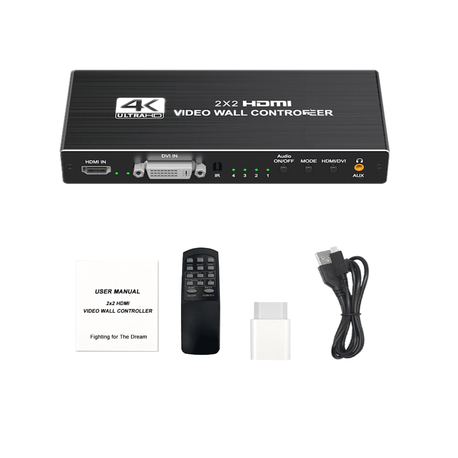JIAHAOO 4K HDMI DVI Video Wall Controller 2x2 Multi Screen Splicer ...