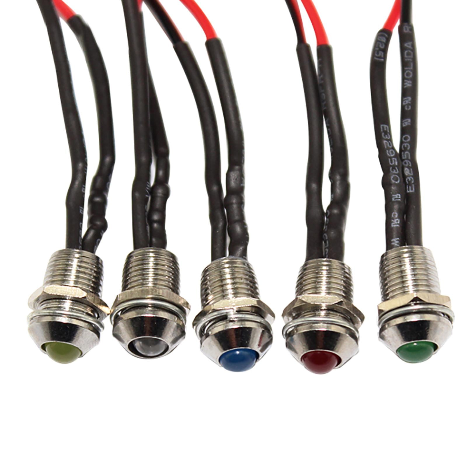 JIAHAOO 5Pcs Universal Car LED Warning Lights 12V DC, 5 Multi-Colored ...