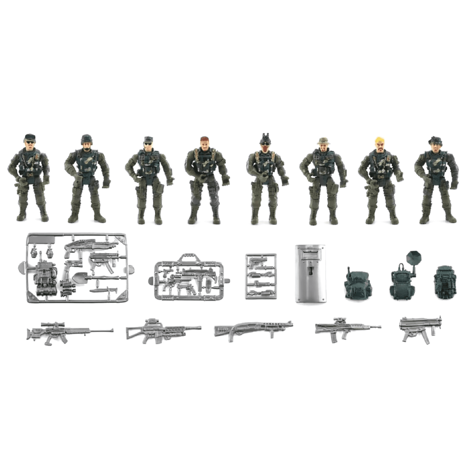 JIAHAOO Action Figures Set 8 Military Soldiers SWAT Team 10cm Movable ...