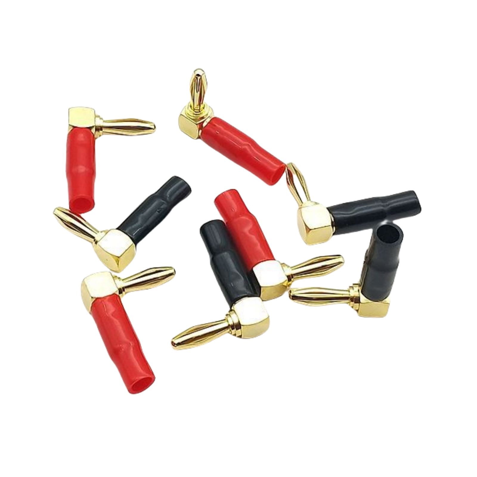 JIAHAOO Angled Speaker Wire Banana Plugs 8 Pack Gold Plated Connects 10 ...