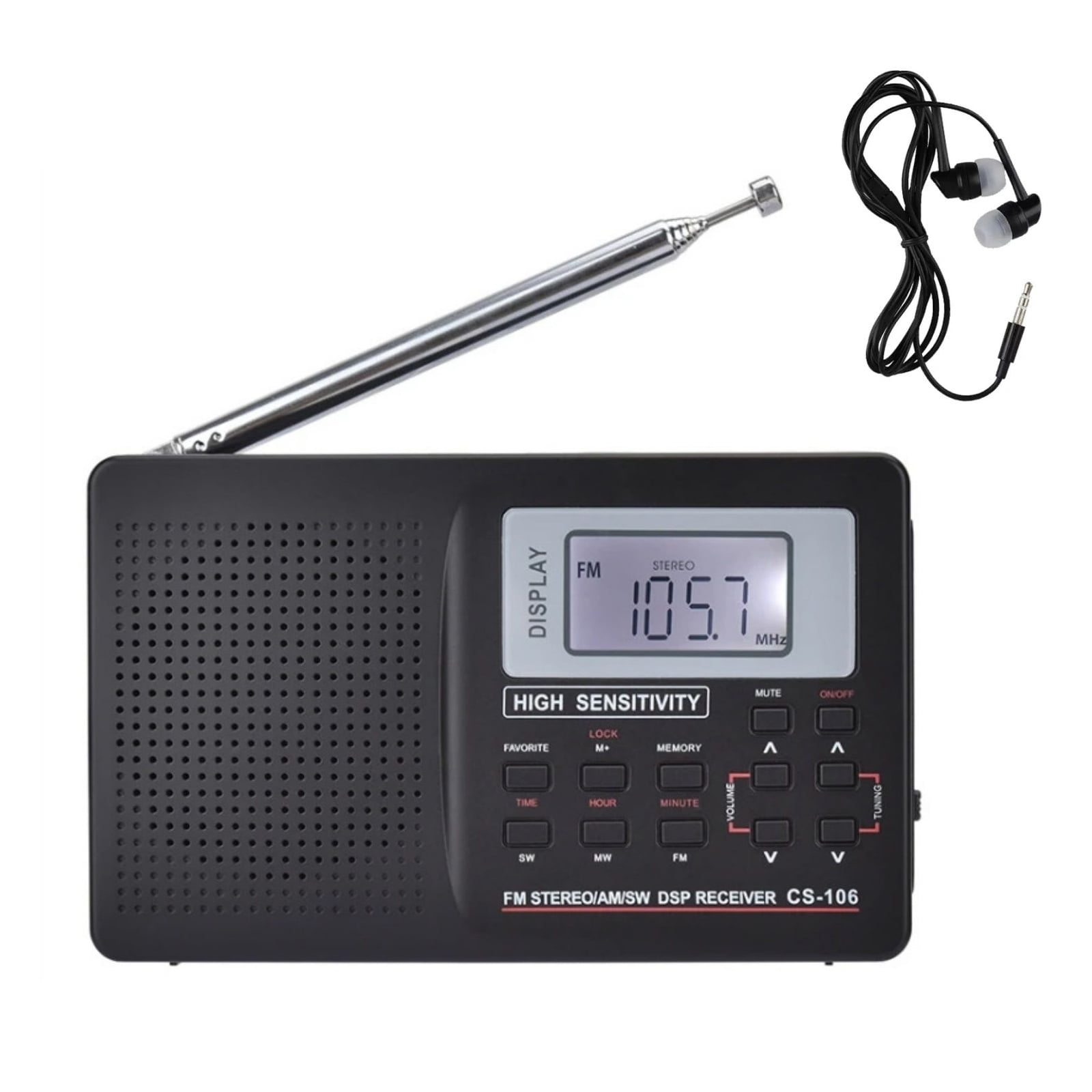 JIAHAOO Full Band Portable Radio FM AM SW MW LW TV Receiver Stereo Headphone Jack Alarm Clock ...
