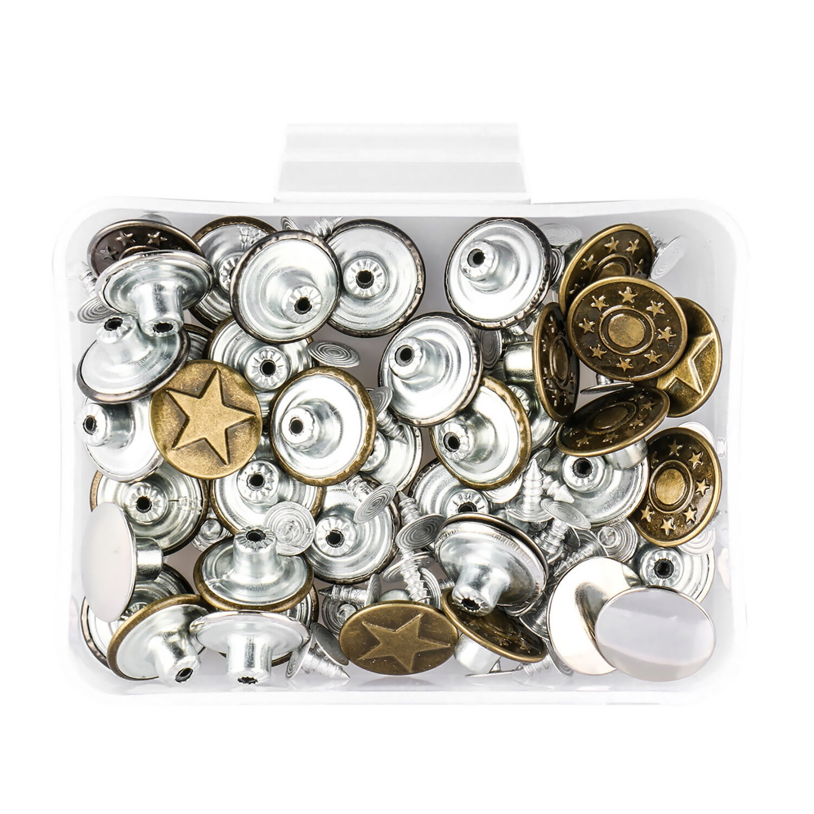 JIAHAOO Jeans Button Tack Buttons Replacement Kit 40 Metal Assorted ...