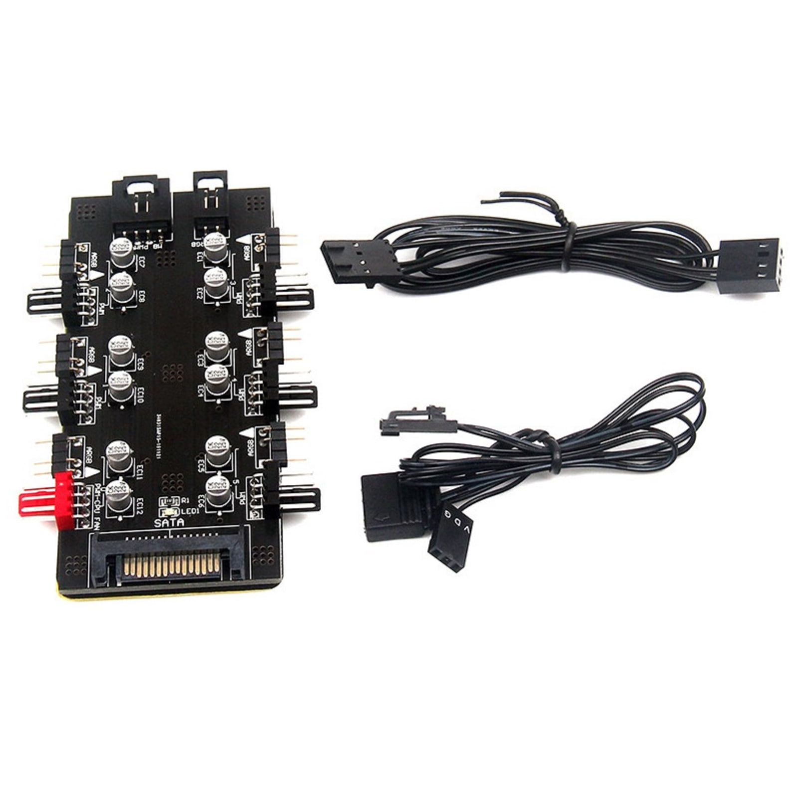 JIAHAOO PC Cooling Fan Hub 6-Port PWM ARGB Connector SATA Powered ...