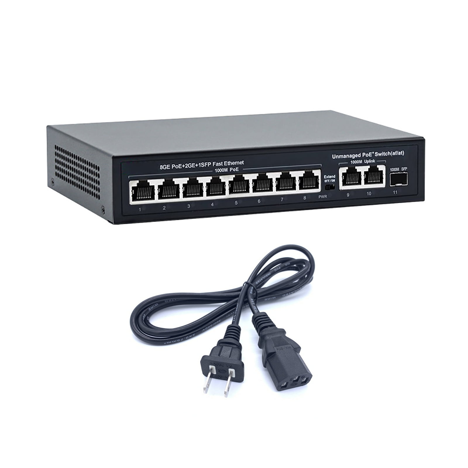 JIAHAOO POE Network Switch, 1000mbps, 10 Ports, for Ethernet and Power ...