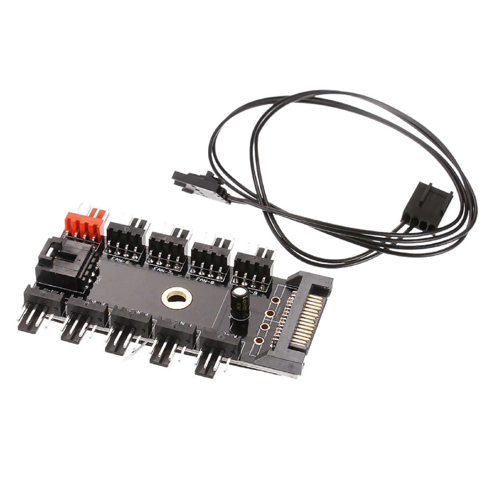 JIAHAOO PWM SATA Fan Hub for PC Case Cooling 10 Port 4-Pin Speed ...