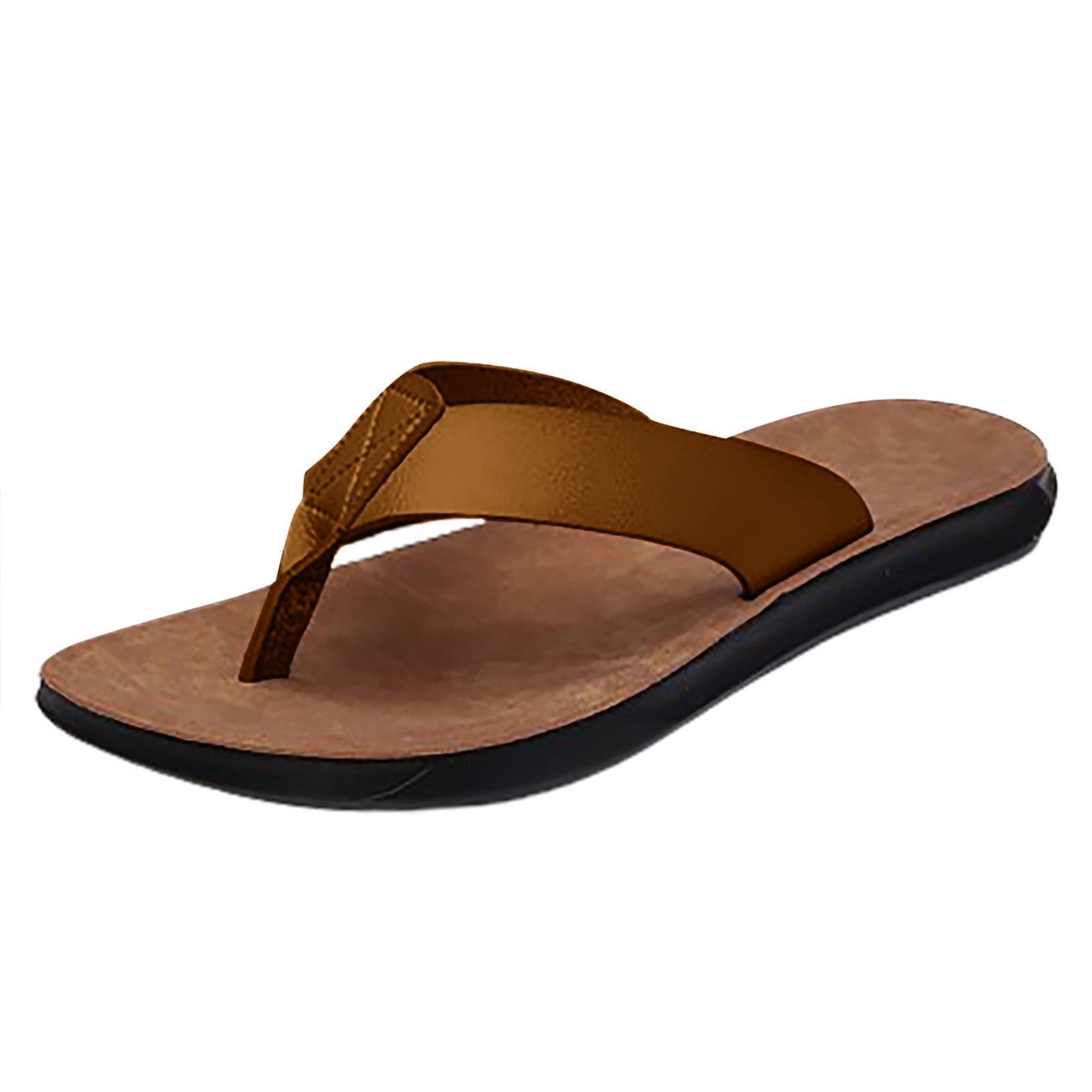 JIAHONG Men Sandals Yoga Mat Leather Flip Flops with Arch Support ...