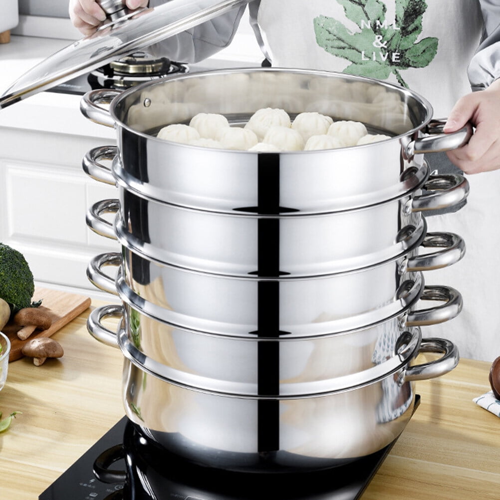 JIAHUI 5 Tier Stainless Steel Food Steamer with Stackable Pan Insert ...