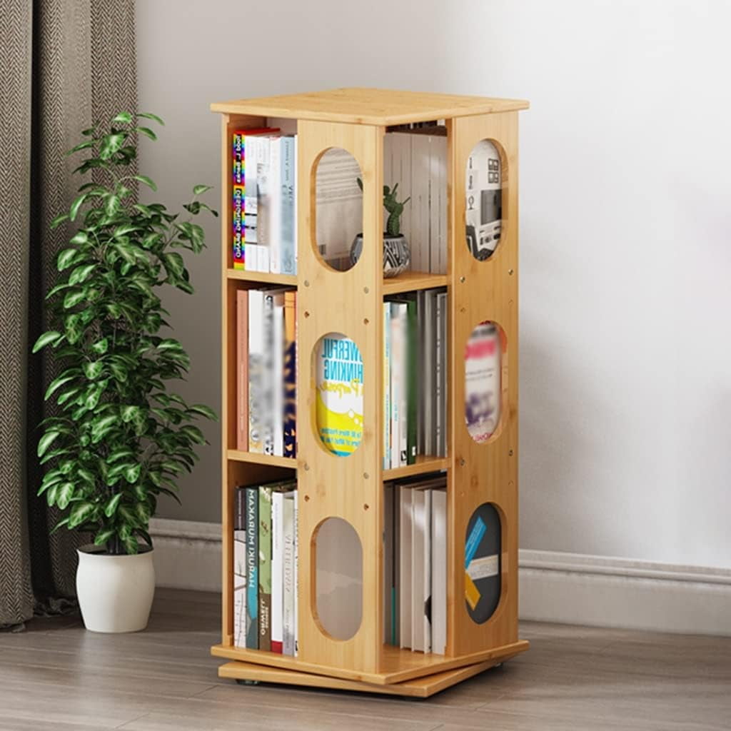 JIAJIA Rotating Bookshelf, Small Corner Bookshelf for Small Space, 360 ...