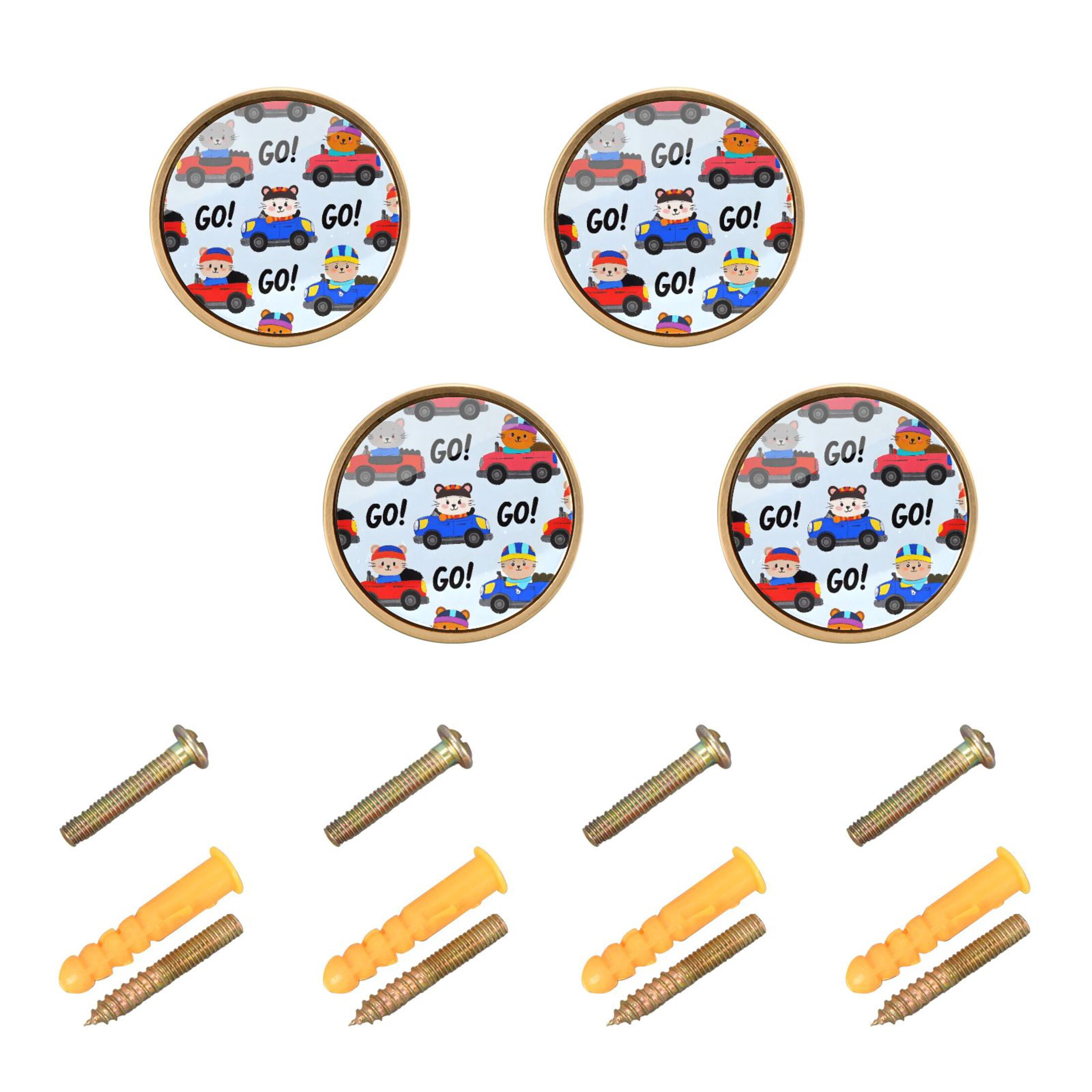 JIALIOU Kitchen Cabinet Knobs Round Zinc Drawer Pulls, Cartoon Cat ...
