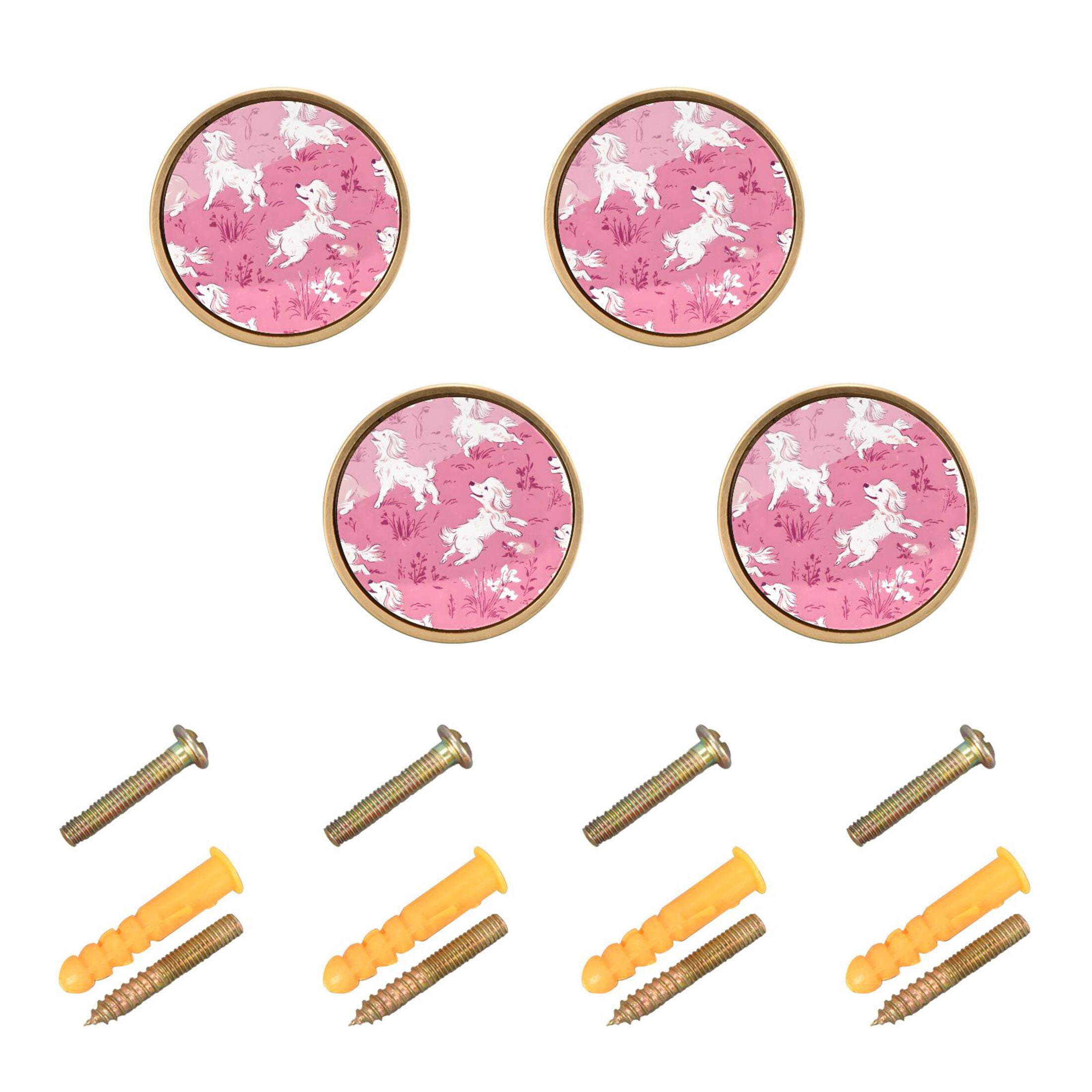 JIALIOU Kitchen Cabinet Knobs Round Zinc Drawer Pulls, White Dogs on ...