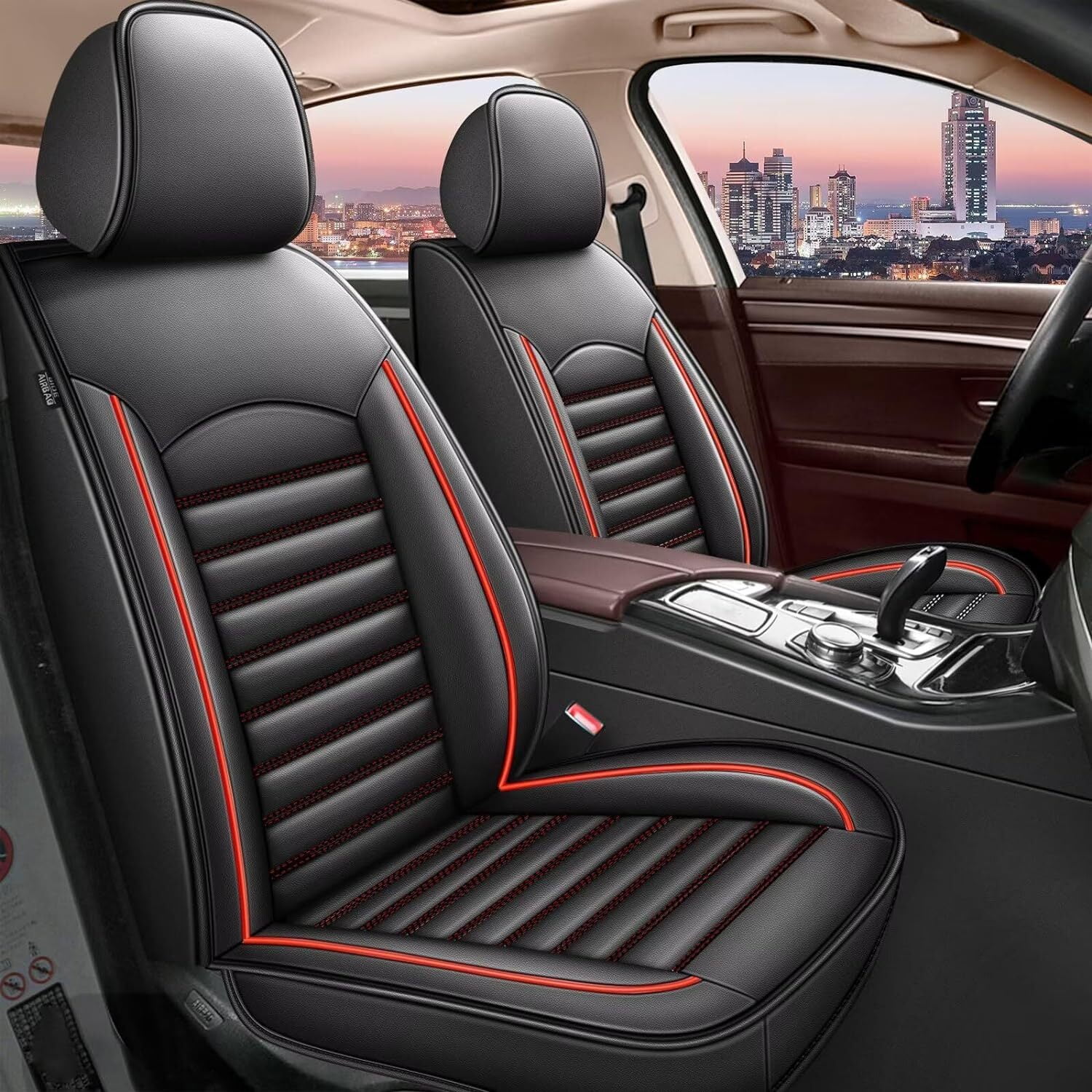 JIAMAOXIN Full Set Car Seat Covers, 5 Seats Fuax Leather Seat Covers ...