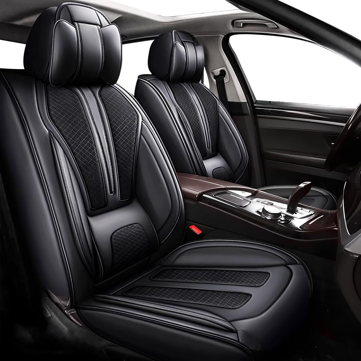 OTOEZ Car Seat Covers Full Set Leather Front Back 5 Seats Protector ...