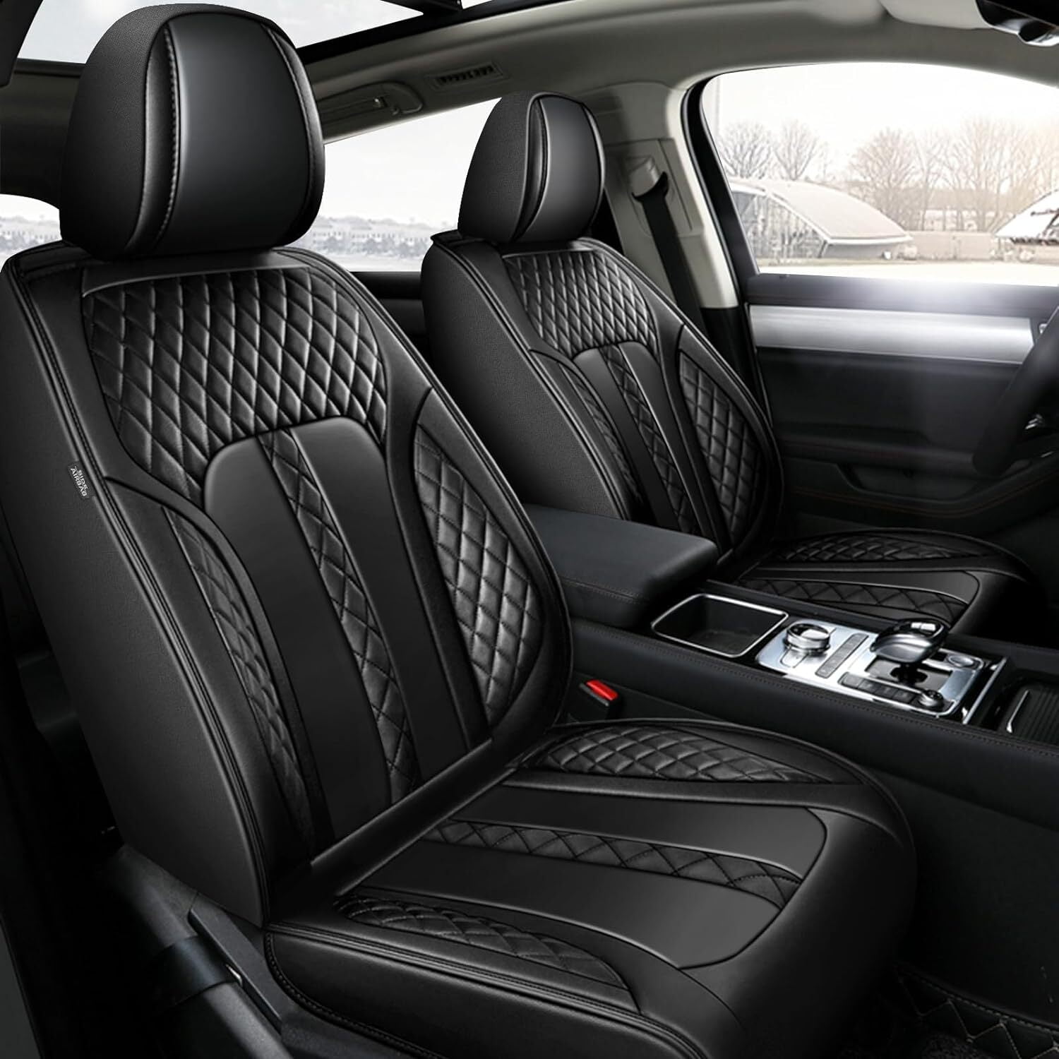JIAMAOXIN Full Set Car Seat Covers, 5 Seats Fuax Leather Seat Covers ...