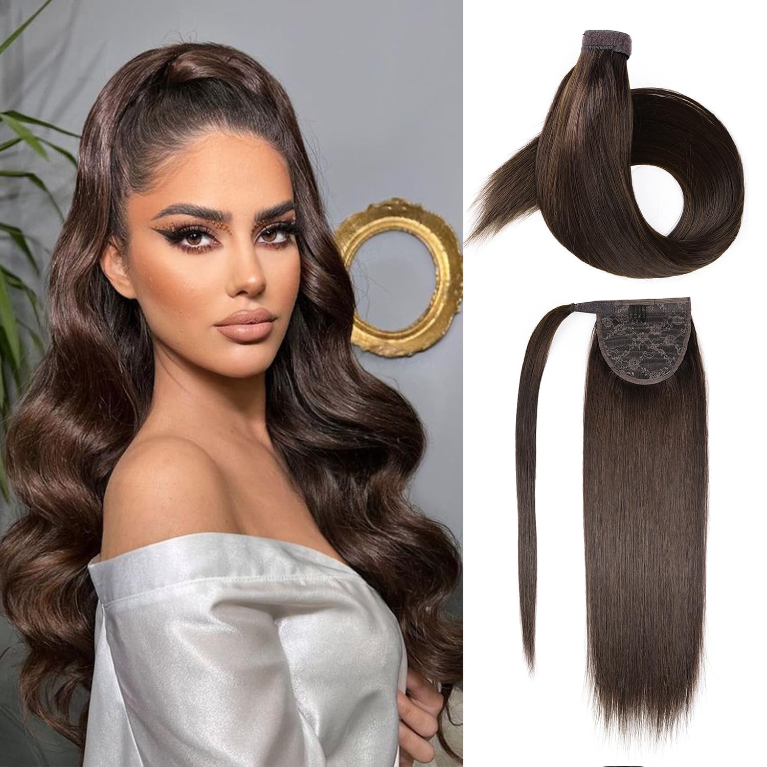 JIAMEISI Ponytail Extension Human Hair Wrap Around Clip in Hair Piece ...