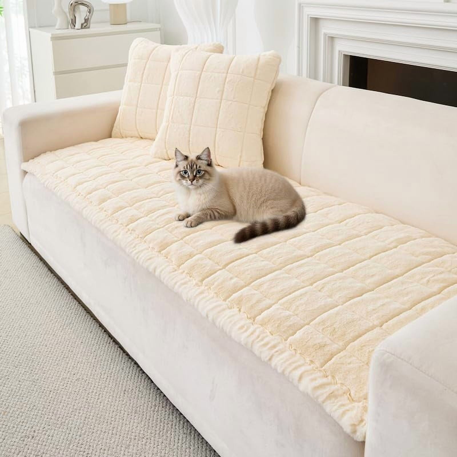 JIAN YA NA Fuzzy Sofa Cover Protective Mat, Non-Slip Sofa Slipcover ...