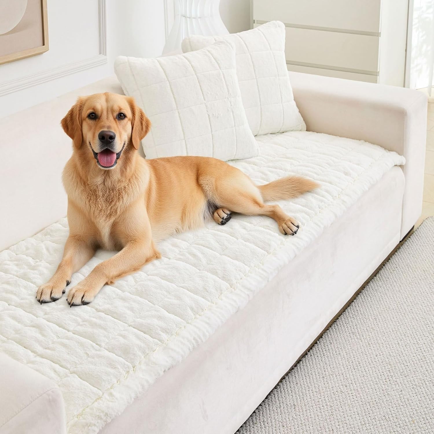 JIAN YA NA Fuzzy Sofa Cover Protective Mat, Non-Slip Sofa Slipcover ...