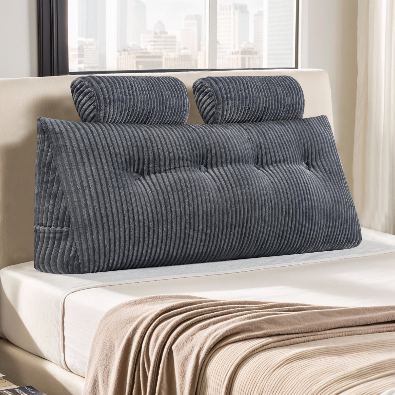 JIAN YA NA Headboard Wedge Pillow ,Large Bolster Cushion,Reading ...