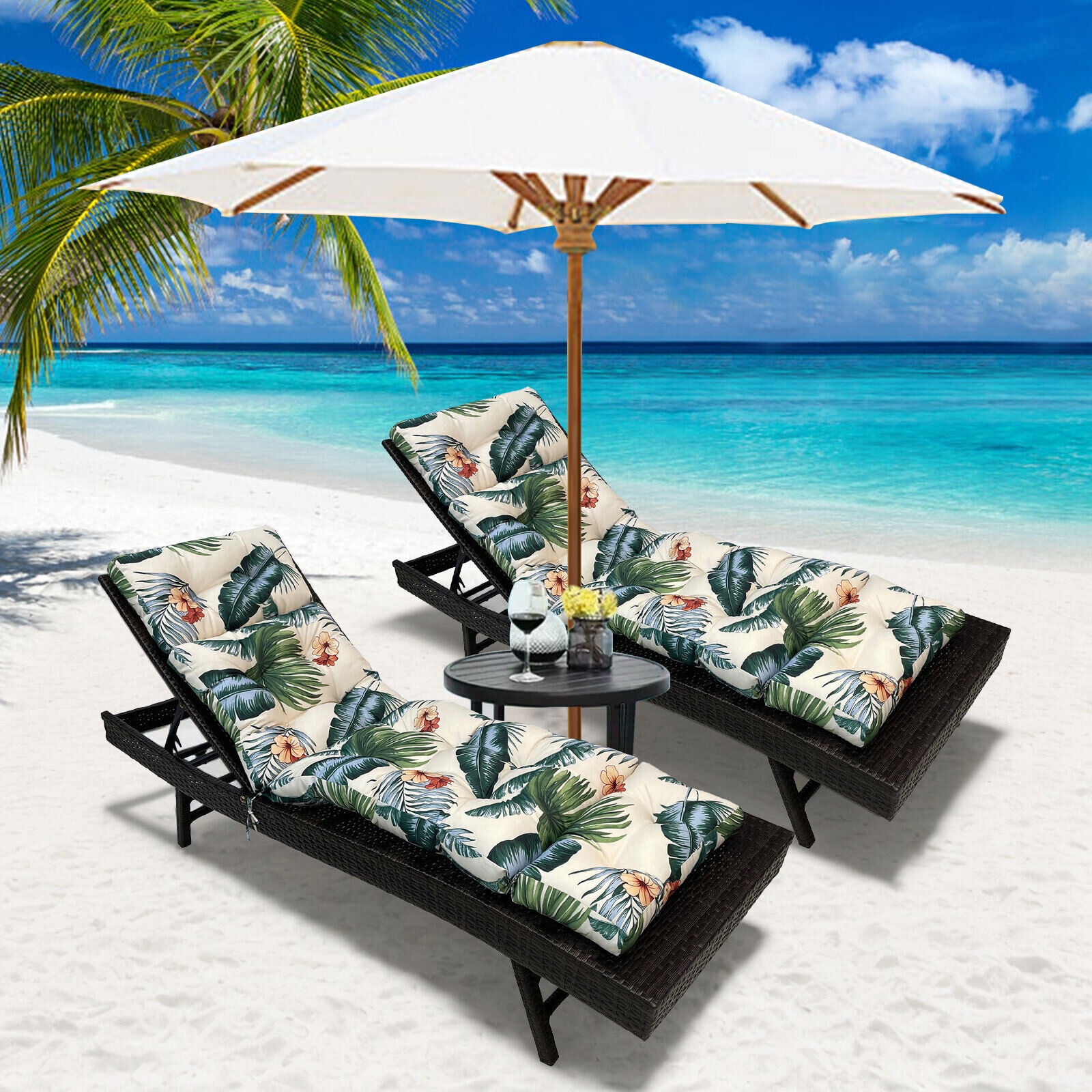 JIAN YA NA Lounge Chaise Chair Cushion Set of 2, Outdoor Indoor Seating ...