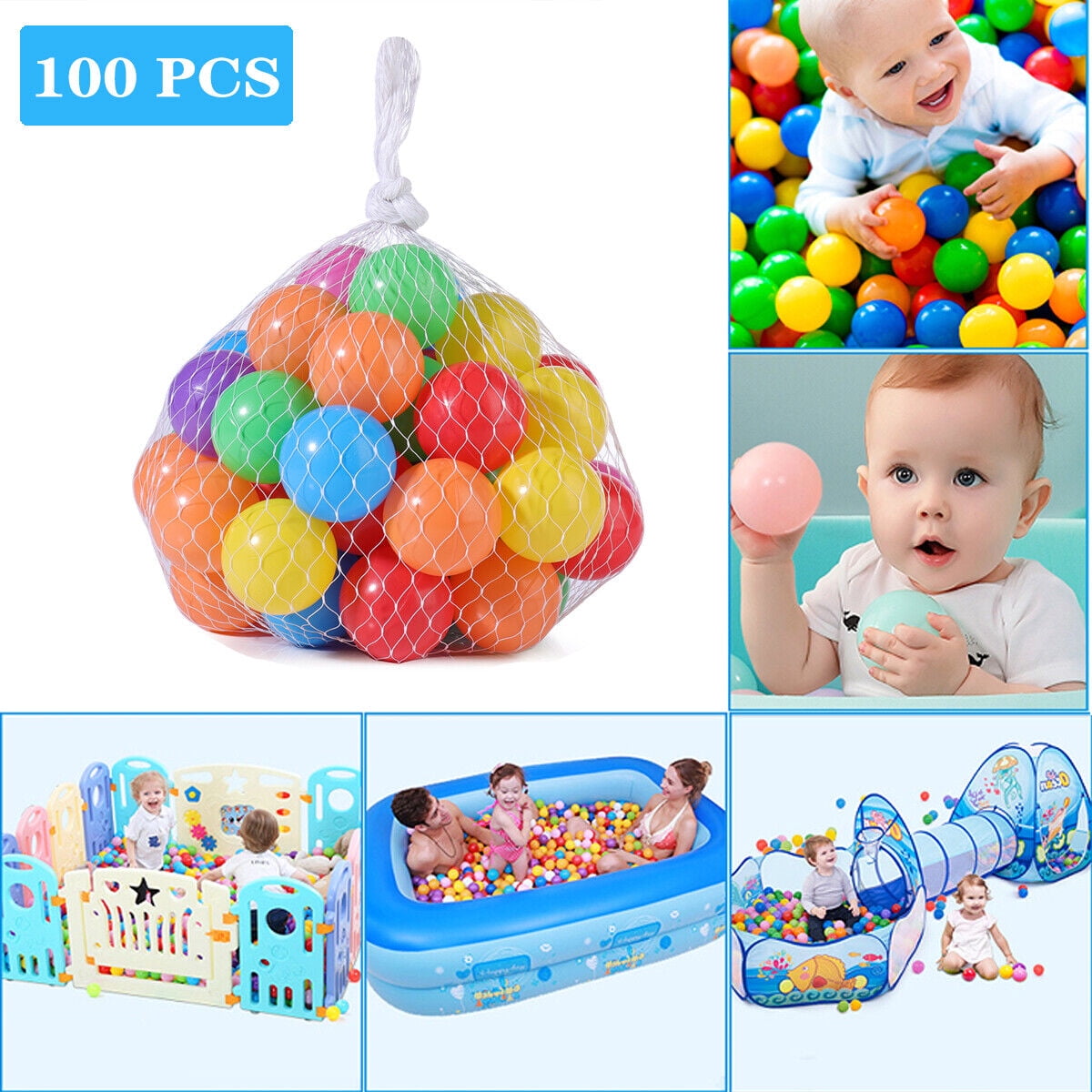 JIAN YA NA Plastic Colorful Ocean Ball Balls Kids Baby Pit Swimming ...