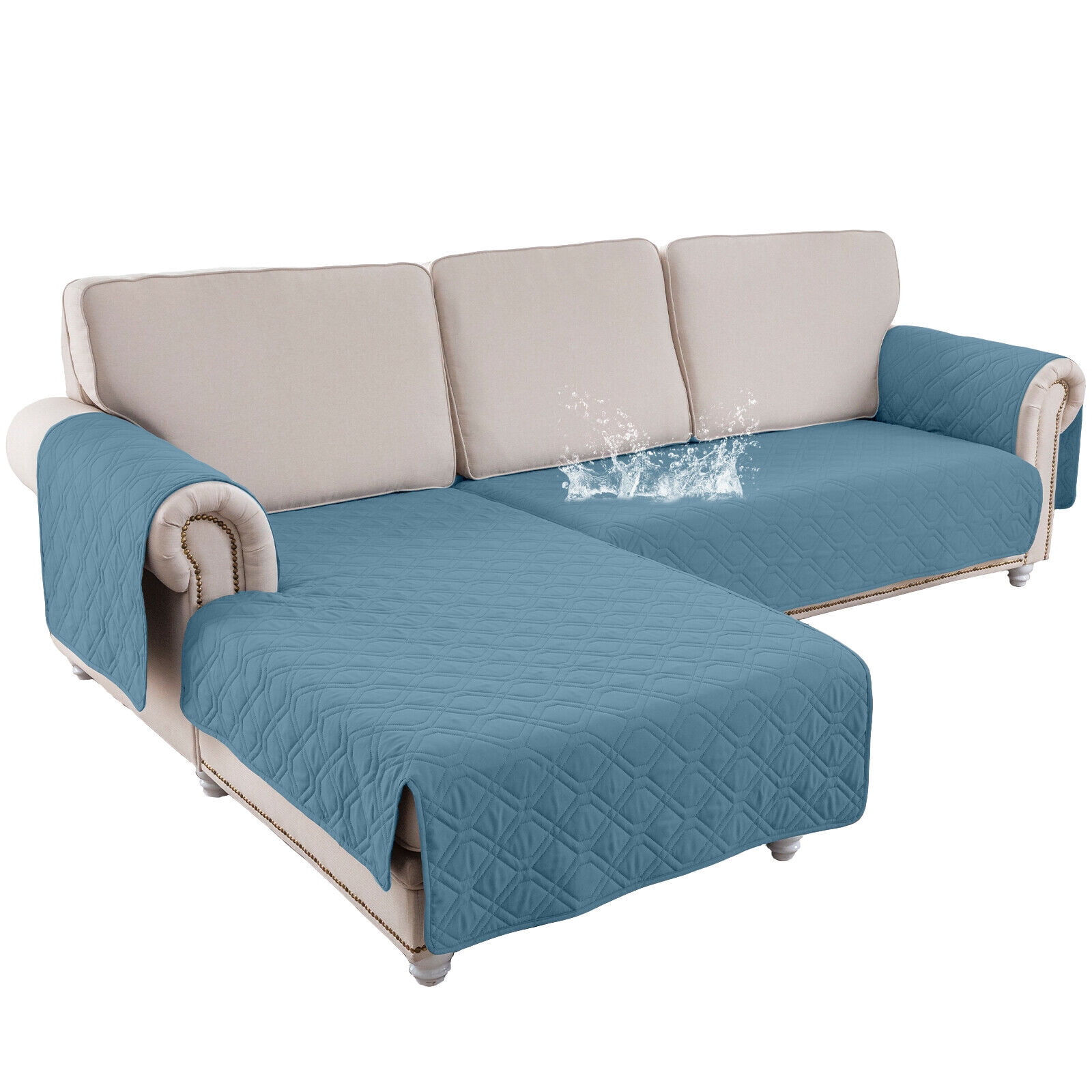 JIAN YA NA Sectional Couch Covers Waterproof L Shape Sofa Cover 2-Piece Reversible Couch ...